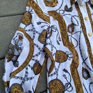 Basler | Tops | Basler Vintage Equestrian Gold Button Down Shirt | Poshmark